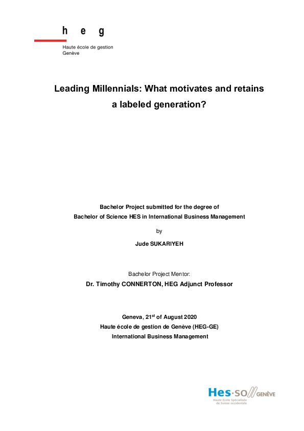 (PDF) Leading Millennials: what motivates and retains a labeled ...