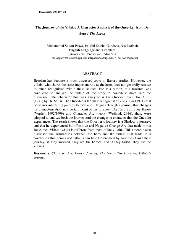 (PDF) The Journey of the Villain: A Character Analysis of the Once-Ler ...
