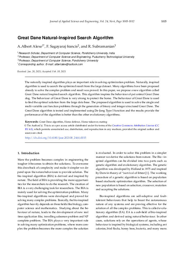 (PDF) Great Dane Natural-Inspired Search Algorithm | F Sagayaraj ...