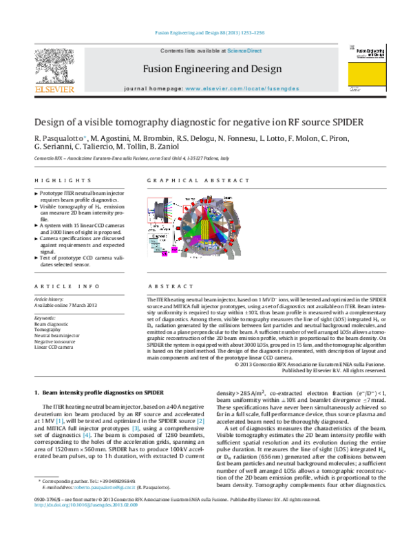 (PDF) Design of a visible tomography diagnostic for negative ion RF ...