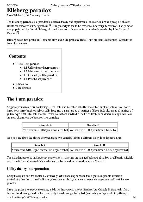 (PDF) A Contextual Risk Model for the Ellsberg Paradox | Sandro Sozzo ...