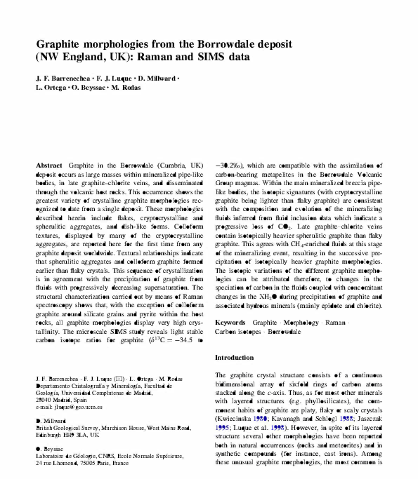 (PDF) Graphite morphologies from the Borrowdale deposit (NW England, UK ...
