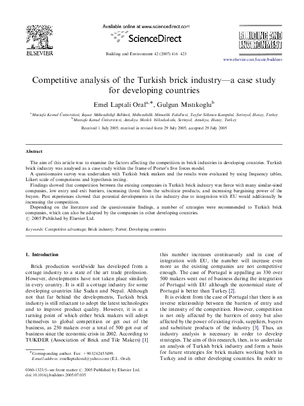 (PDF) Competitive analysis of the Turkish brick industry—a case study ...
