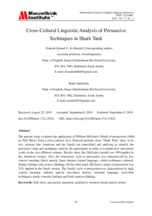 (PDF) Cross-Cultural Linguistic Analysis of Persuasive Techniques in ...
