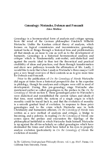 (PDF) Genealogy : Nietzsche , Deleuze and Foucault