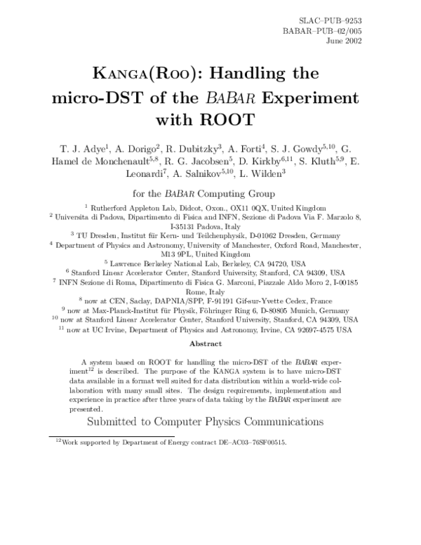 (PDF) Kanga(ROO): Handling the micro-DST of the BaBar experiment with ROOT