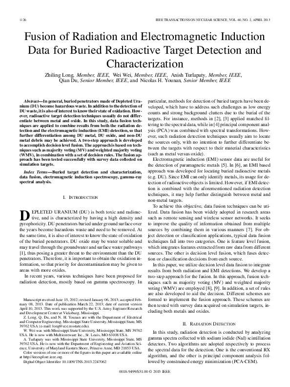 (PDF) Fusion of Radiation and Electromagnetic Induction Data for Buried Radioactive Target ...