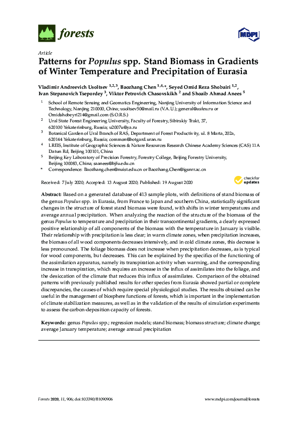 (PDF) Patterns for Populus spp. Stand Biomass in Gradients of Winter ...