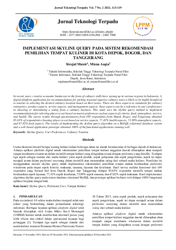 (PDF) Implementasi Skyline Query pada Sistem Rekomendasi Pemilihan ...