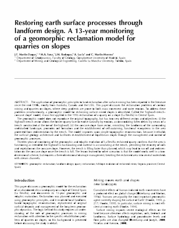 (PDF) Restoring earth surface processes through landform design. A 13 ...