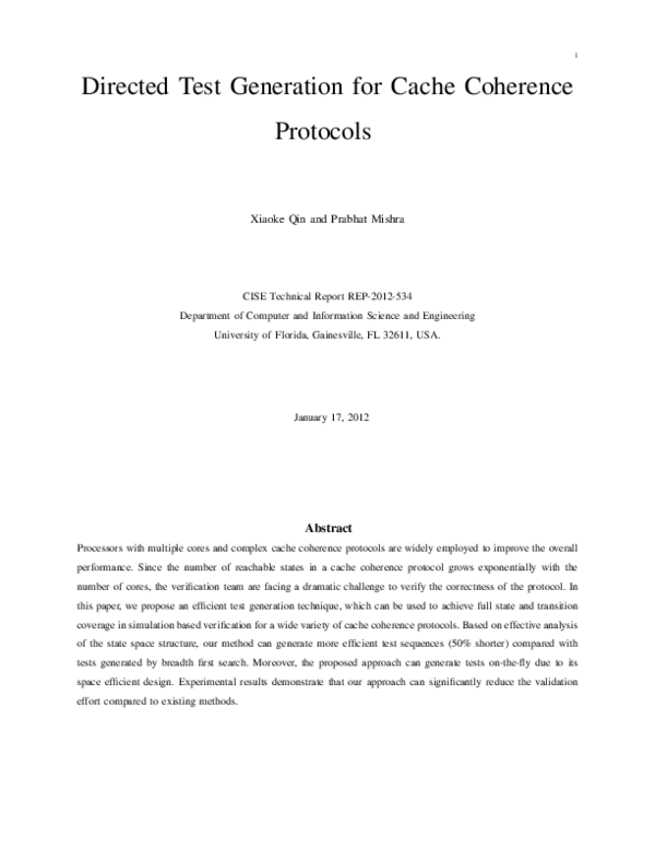 (PDF) Directed Test Generation for Cache Coherence Protocols