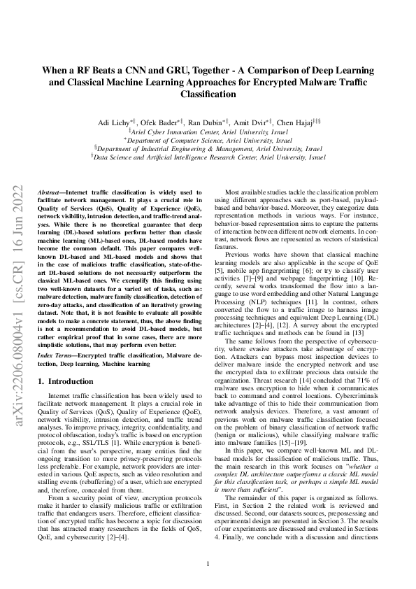 (PDF) When a RF beats a CNN and GRU, together—A comparison of deep learning and classical ...