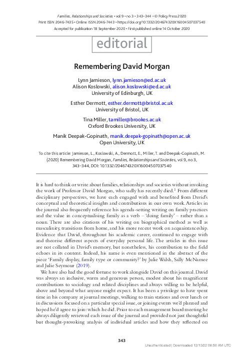 (PDF) Remembering David Morgan