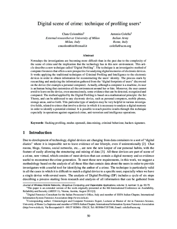 (PDF) Digital scene of crime: technique of profiling users