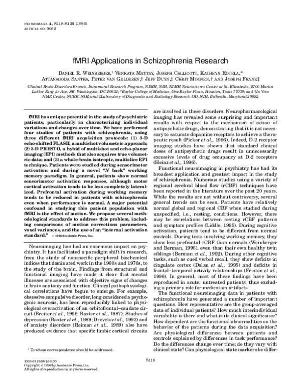 (PDF) fMRI Applications in Schizophrenia Research