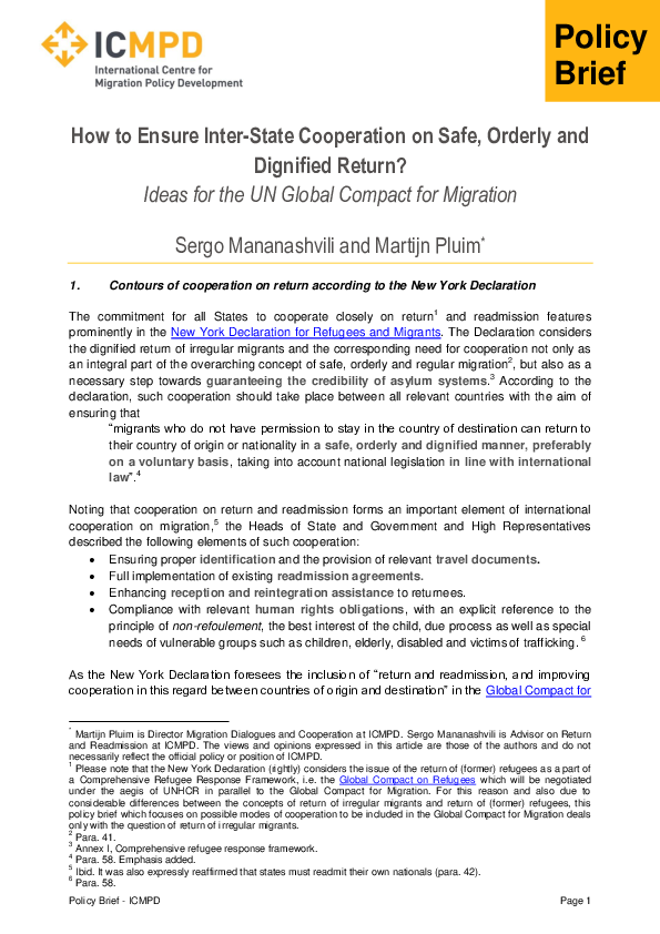 (PDF) How to Ensure Inter-State Cooperation on Safe, Orderly and ...