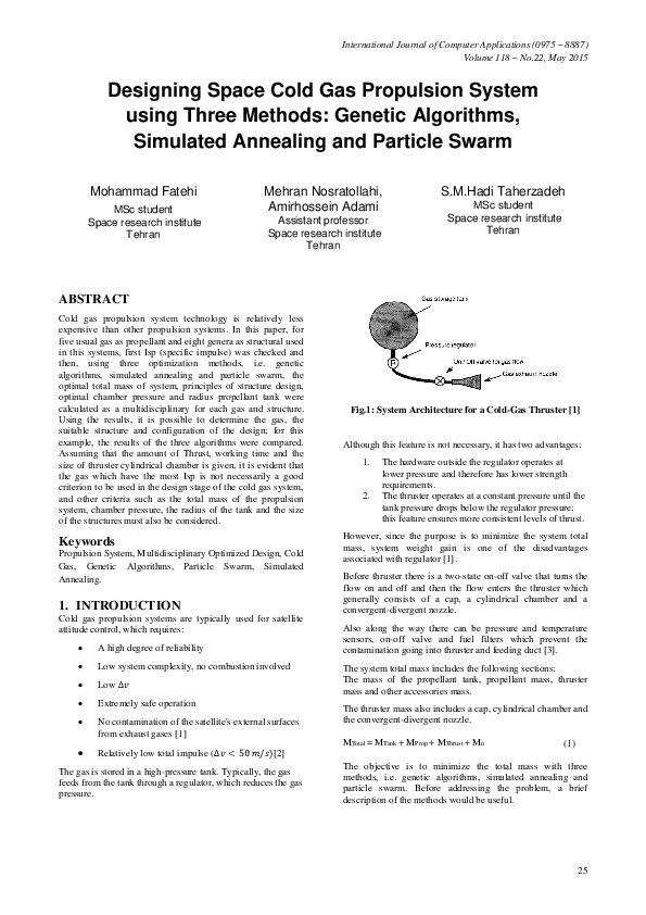 (PDF) Designing Space Cold Gas Propulsion System using Three Methods ...