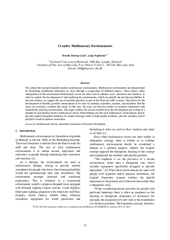 (PDF) Creative Multisensory Environments