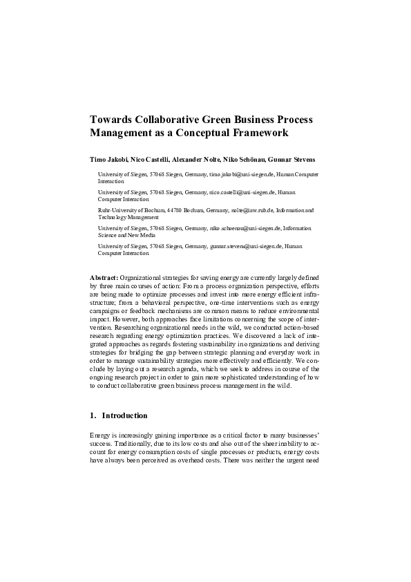 (PDF) Towards Collaborative Green Business Process Management as a Conceptual Framework