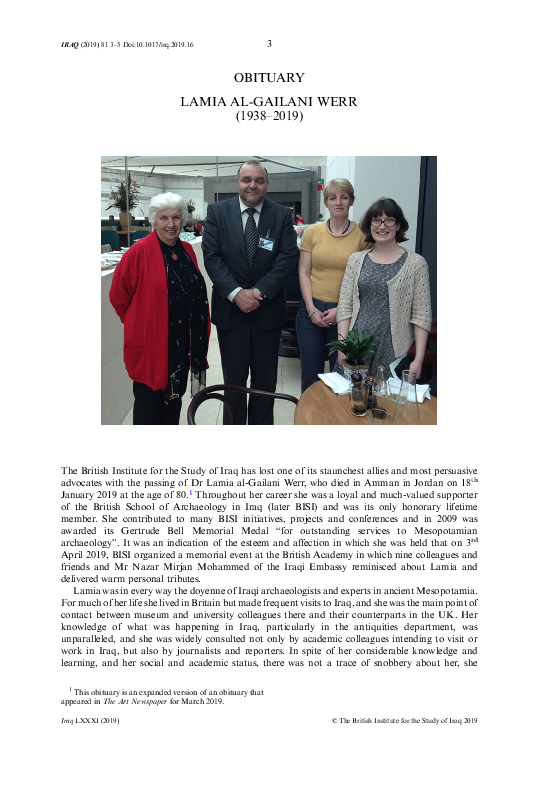 (PDF) Lamia Al-Gailani Werr (1938–2019)