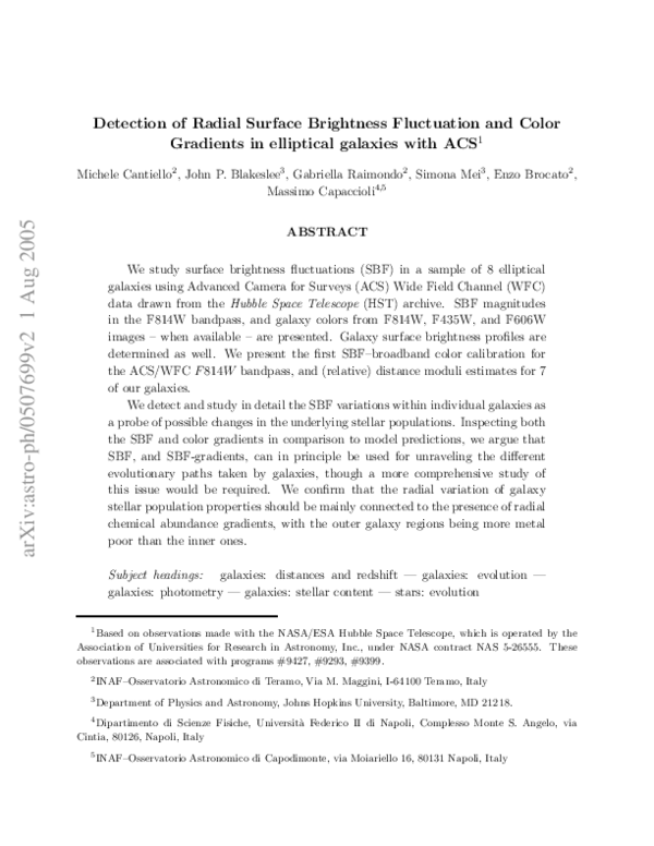 (PDF) Detection of Radial Surface Brightness Fluctuations and Color ...