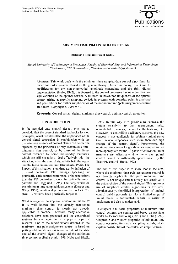 (PDF) Minimum Time PD-Controller Design