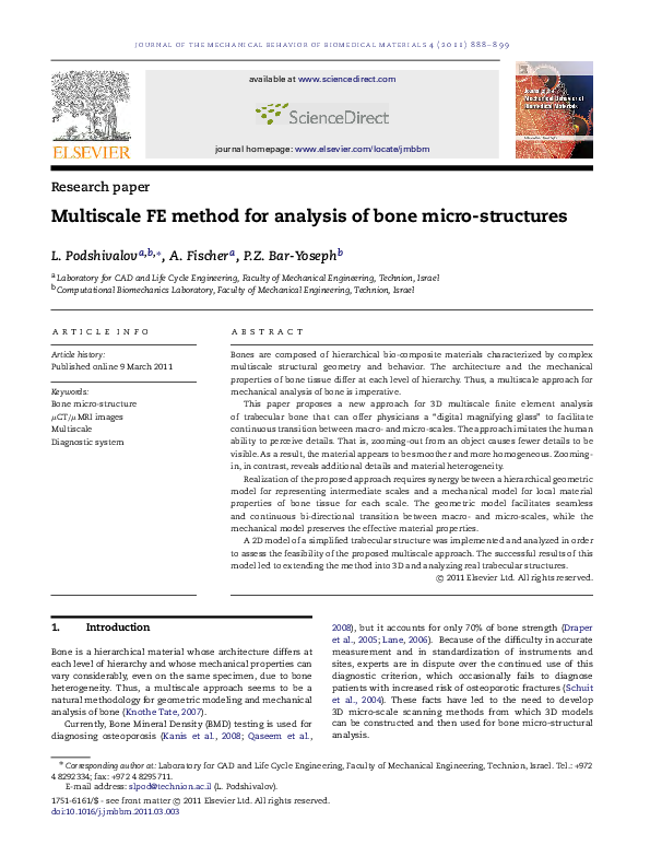 (PDF) Multiscale FE method for analysis of bone micro-structures