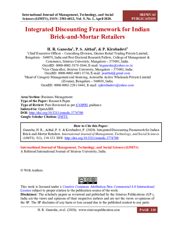 (PDF) Integrated Discounting Framework for Indian Brick-and-Mortar ...