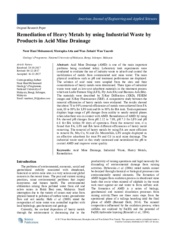 (PDF) Remediation of Heavy Metals by using Industrial Waste by Products ...