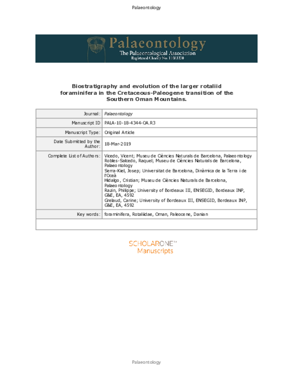 (PDF) Biostratigraphy and evolution of larger rotaliid foraminifera in ...