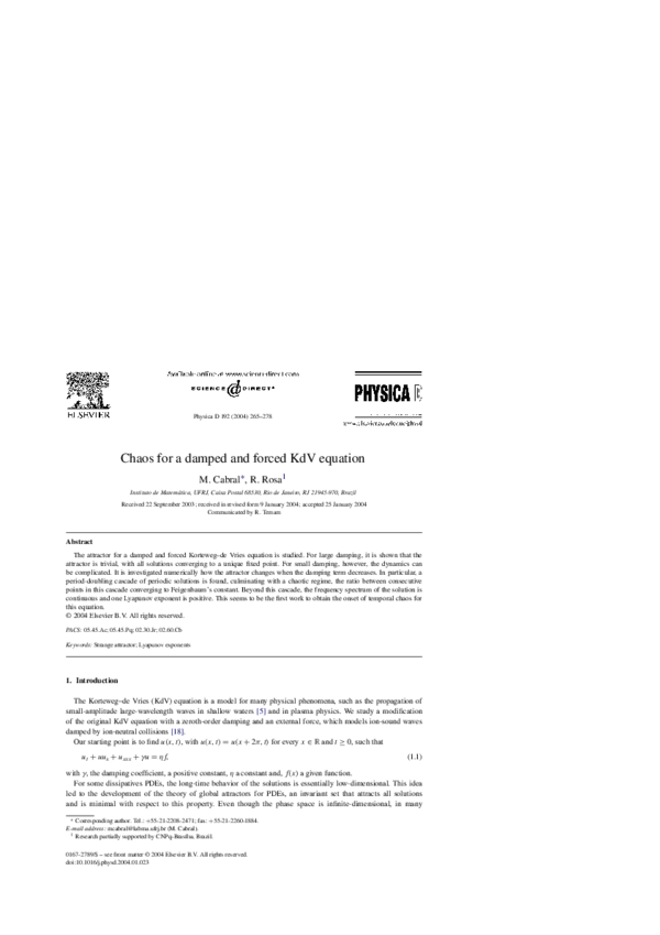 (PDF) Chaos for a damped and forced KdV equation