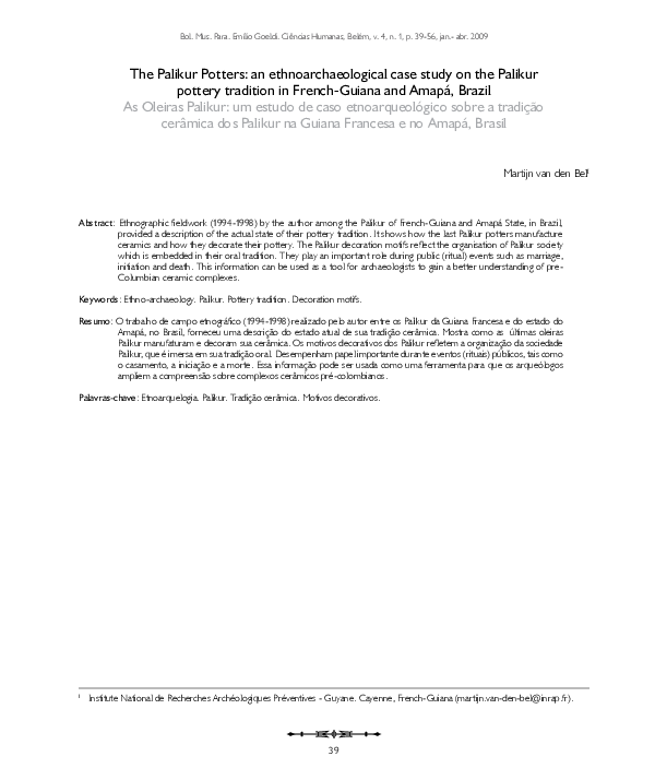 (PDF) The Palikur Potters: an ethnoarchaeological case study on the ...