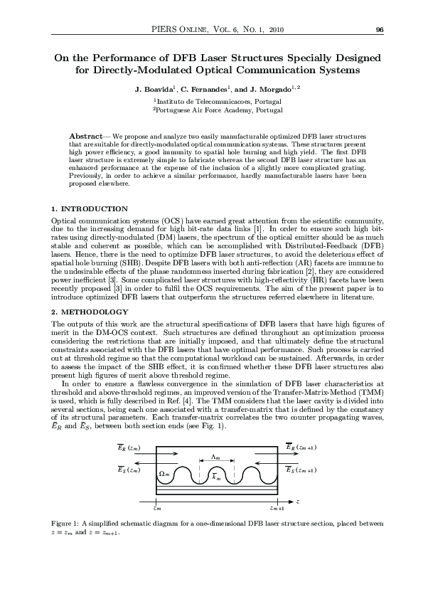 (PDF) On the Performance of DFB Laser Structures Specially Designed for ...