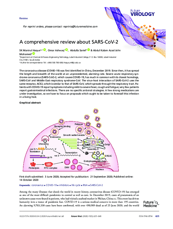 (PDF) A comprehensive review about SARS-CoV-2