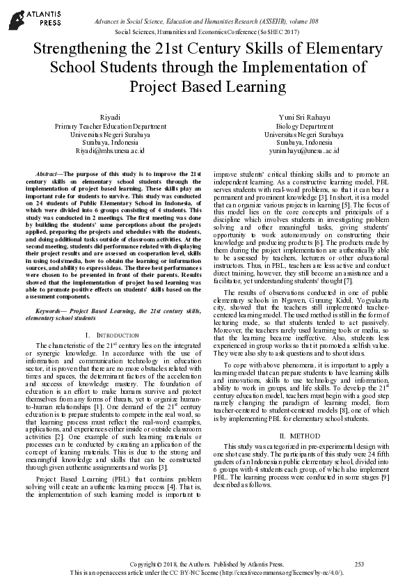 (PDF) Strengthening the 21st Century Skills of Elementary School ...