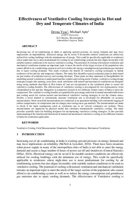 (PDF) Effectiveness of Ventilative Cooling Strategies in Hot and Dry ...