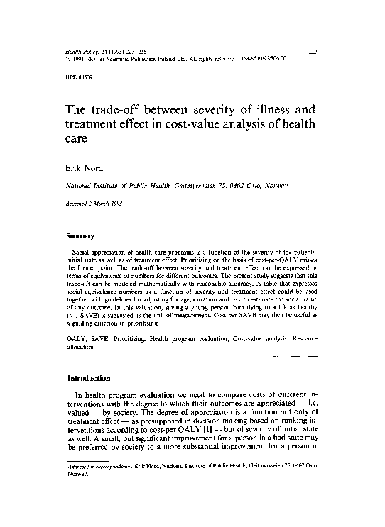 (PDF) The trade-off between severity of illness and treatment effect in ...
