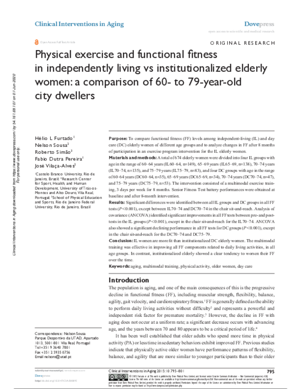 (PDF) Physical exercise and functional fitness in independently living ...