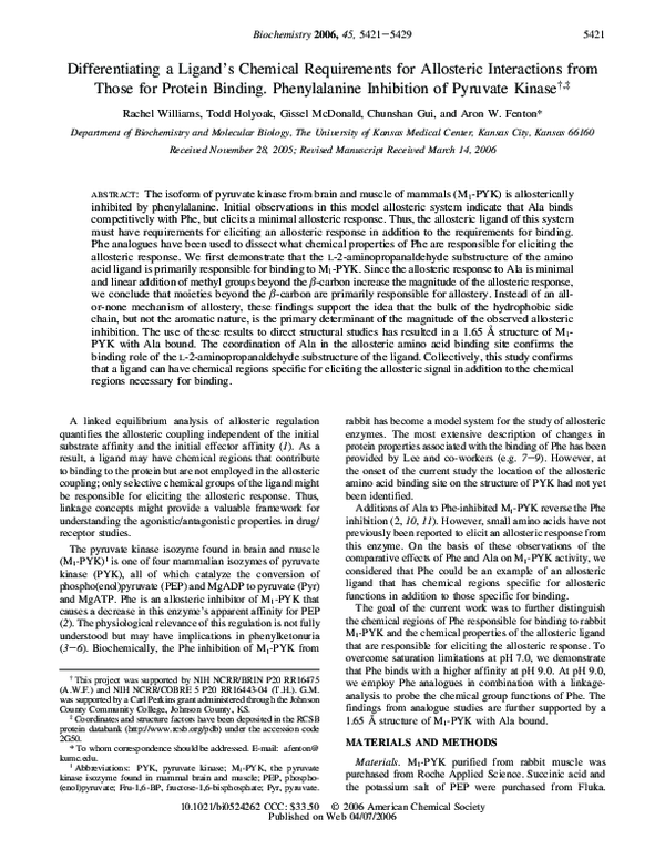 (PDF) Differentiating a Ligand's Chemical Requirements for Allosteric ...