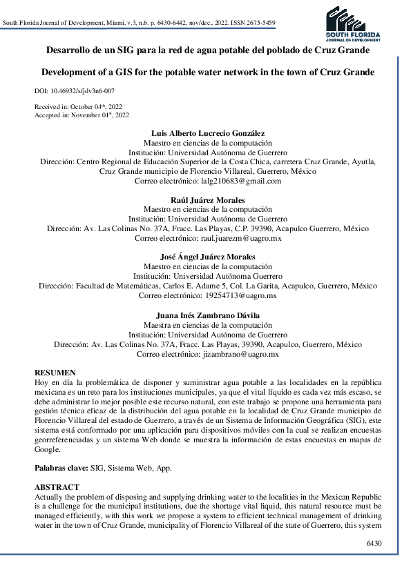 (PDF) Desarrollo de un SIG para la red de agua potable del poblado de ...