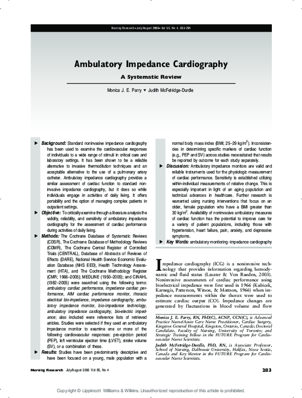 (PDF) Ambulatory Impedance Cardiography