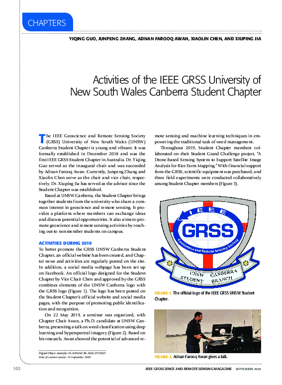 (PDF) Activities of the IEEE GRSS University of New South Wales ...