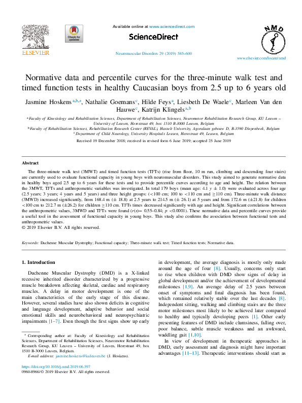(PDF) Normative data and percentile curves for the three-minute walk ...