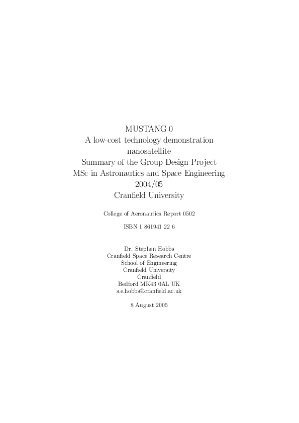 (PDF) MUSTANG 0 A low-cost technology demonstration nanosatellite ...