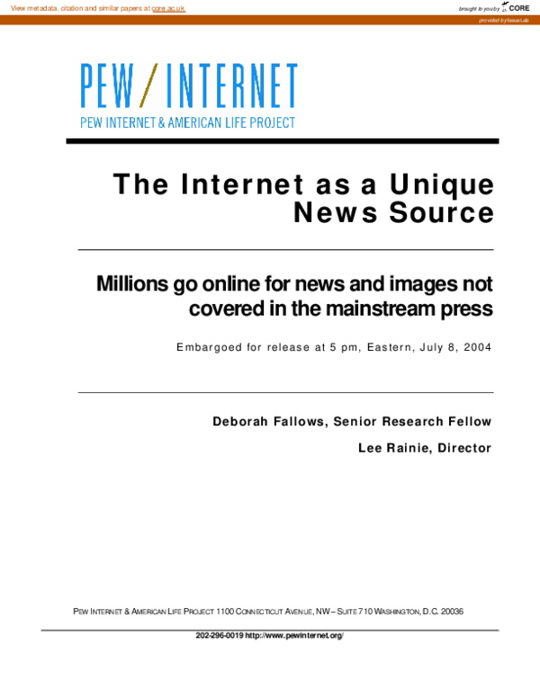 (PDF) The Internet as a Unique News Source