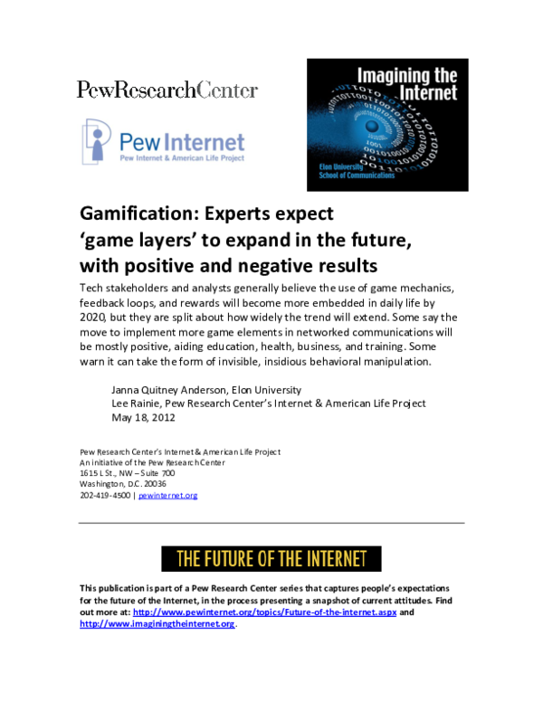 (PDF) Gamification: experts expect ‘game layers’ to expand in the ...