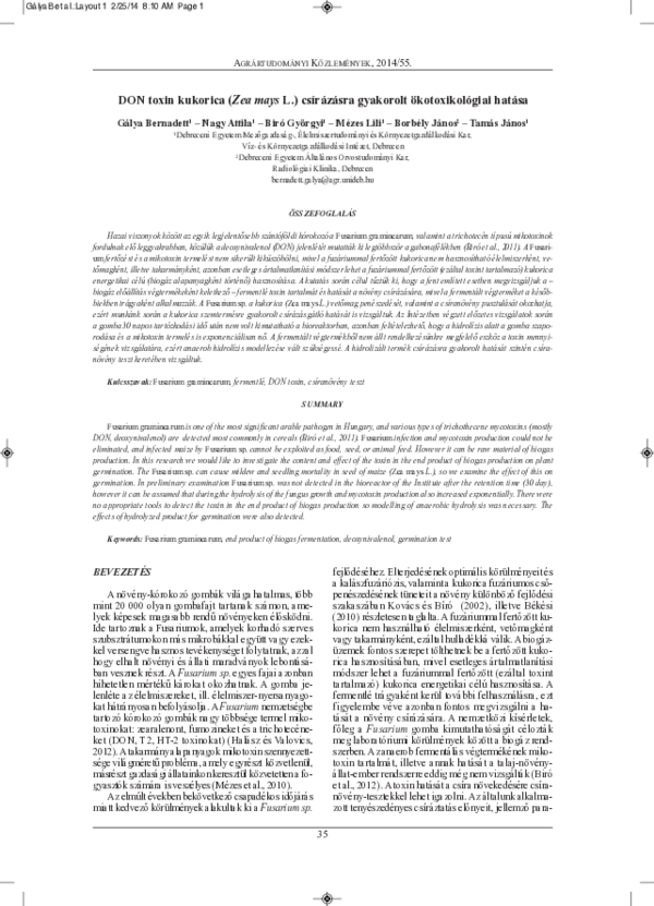 (PDF) Ecotoxicological impact of DON toxin on maize (Zea mays L ...