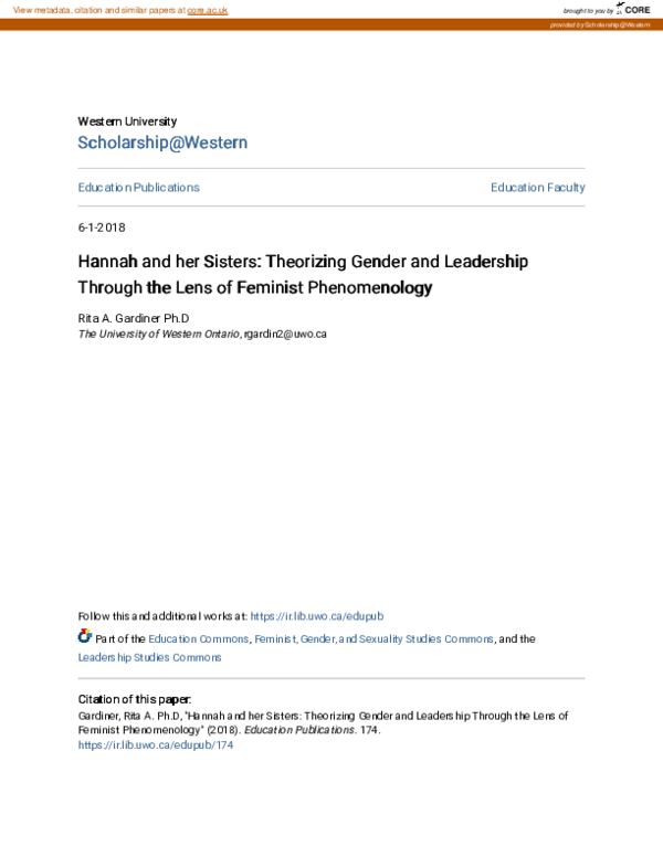 (PDF) Hannah and her sisters: Theorizing gender and leadership through ...