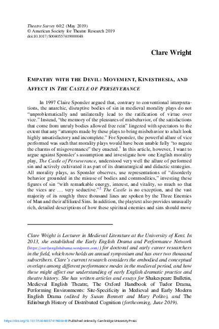 (PDF) Empathy with the Devil: Movement, Kinesthesia, and Affect inThe Castle of Perseverance ...