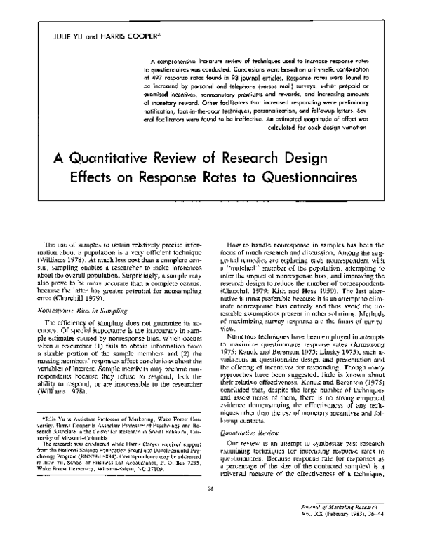 (PDF) A Quantitative Review of Research Design Effects on Response ...
